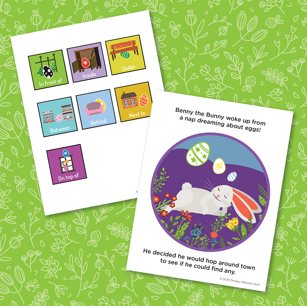 Preposition Egg Hunt: Practice Prepositions with Benny the Bunny | TMV