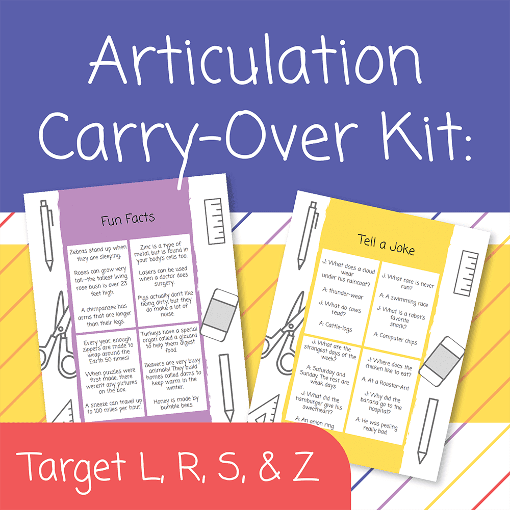 Articulation Carry-Over Kit: Target L, R, S, and Z | TMV