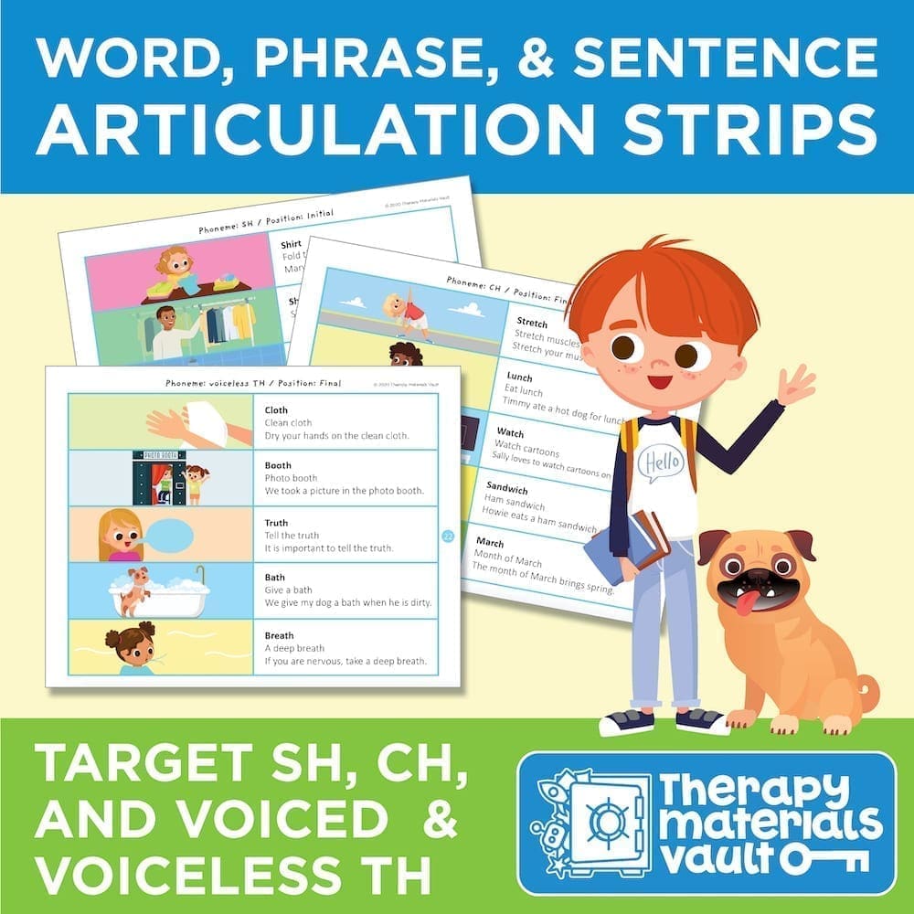 Word, Phrase, & Sentence Articulation Strips: Target B, G, H, and K | TMV
