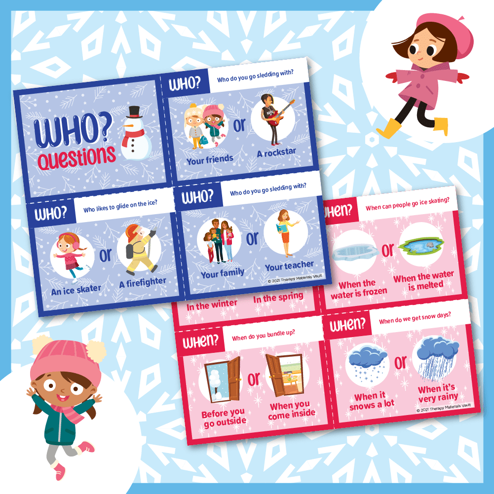 Wh-Question Flashcards: Winter Themed | TMV