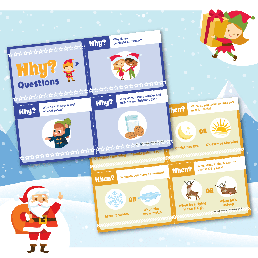 Wh- Question Flashcards: Christmas Themed | TMV