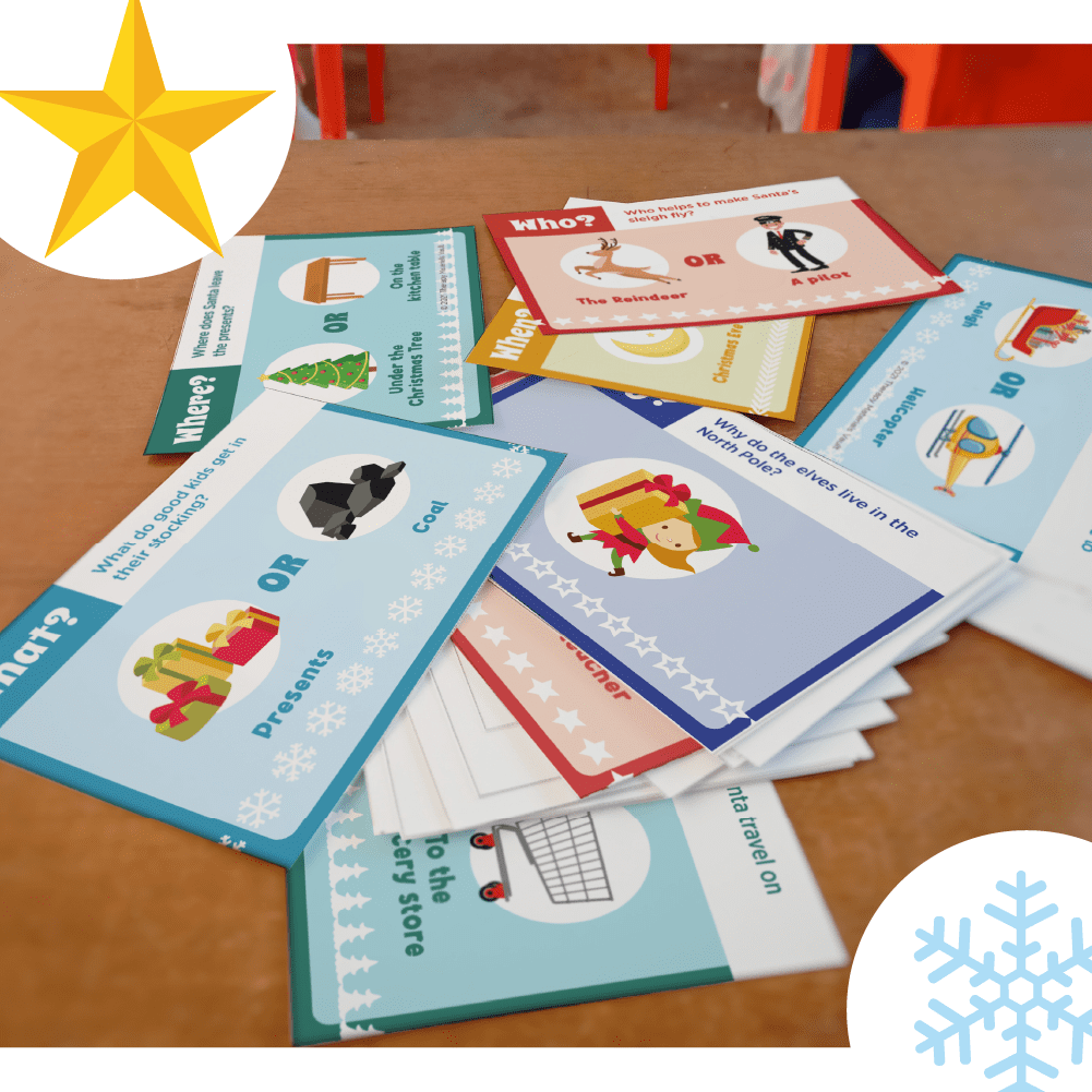 Wh- Question Flashcards: Christmas Themed | TMV
