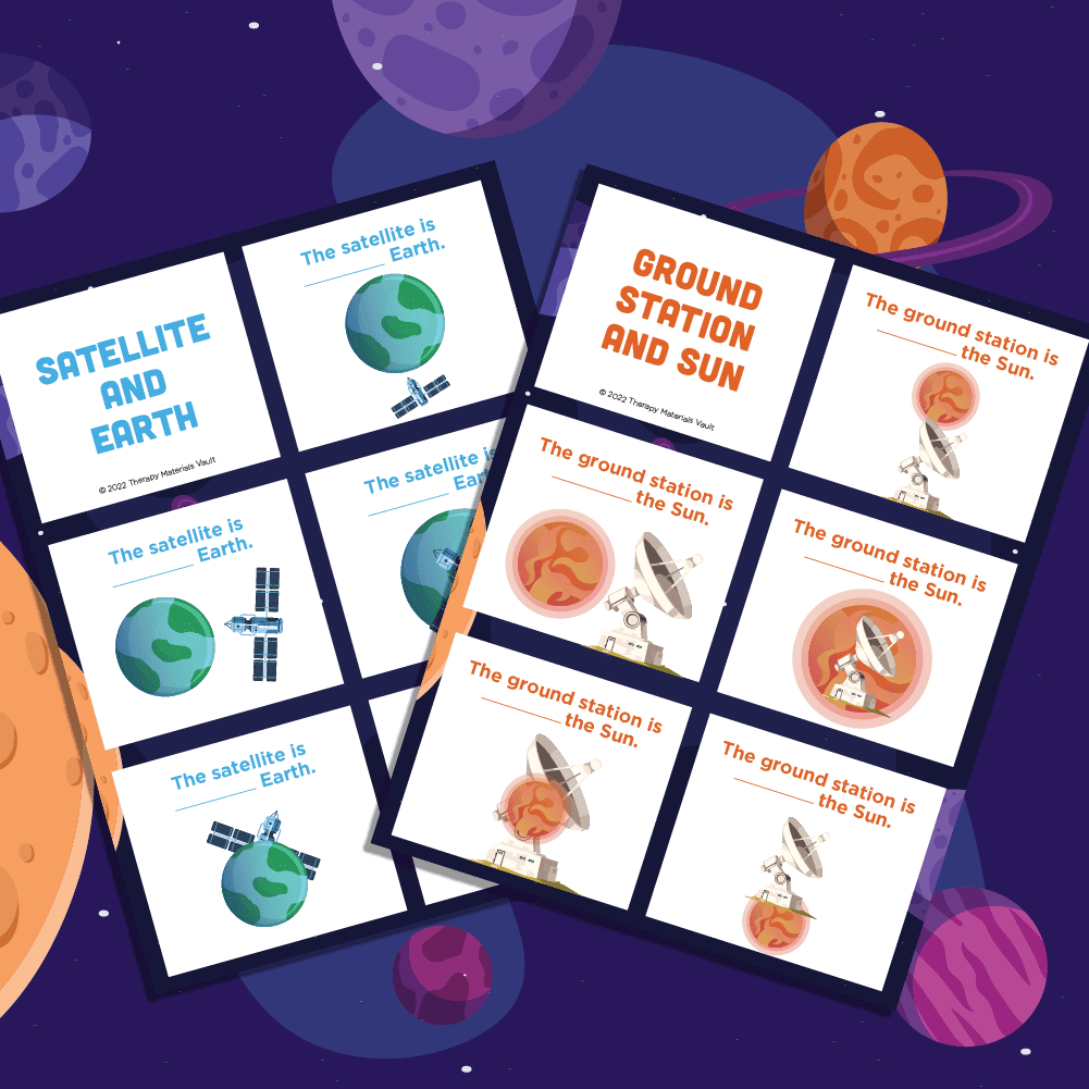 Space Communications Themed Preposition Cards | TMV