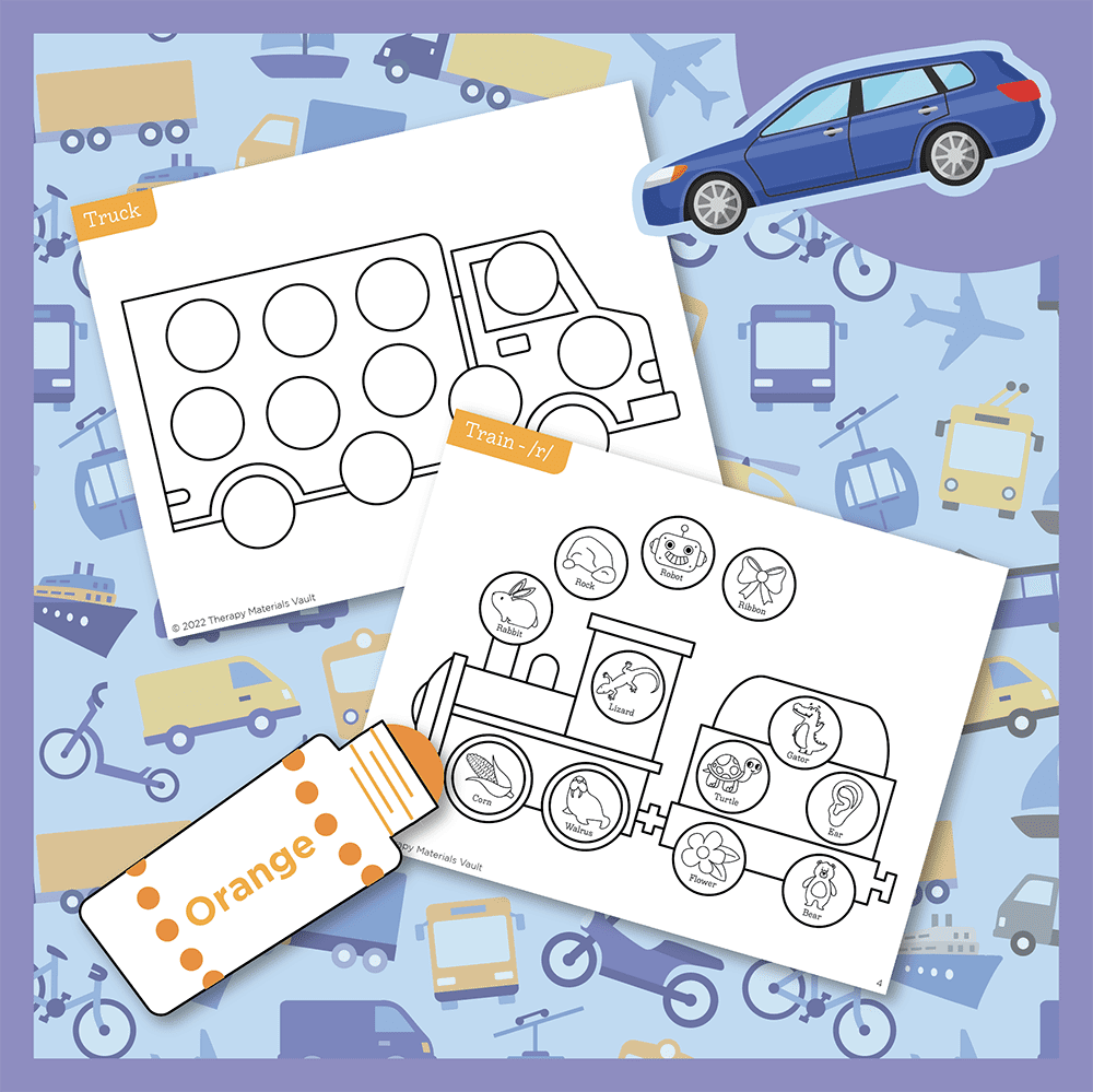 Transportation Station: Articulation Dot Marker Packet | TMV