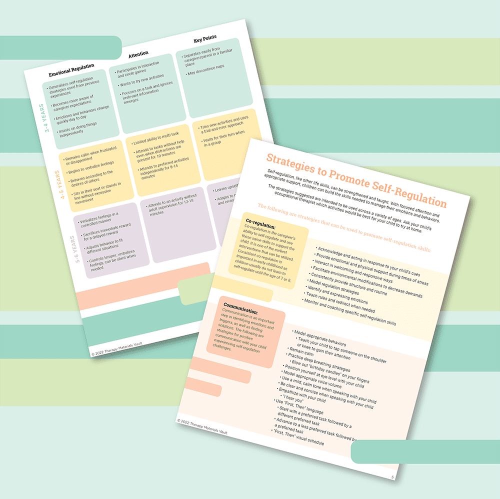 Self-Regulation Milestones Handout for Ages 0-6 (OT) | TMV