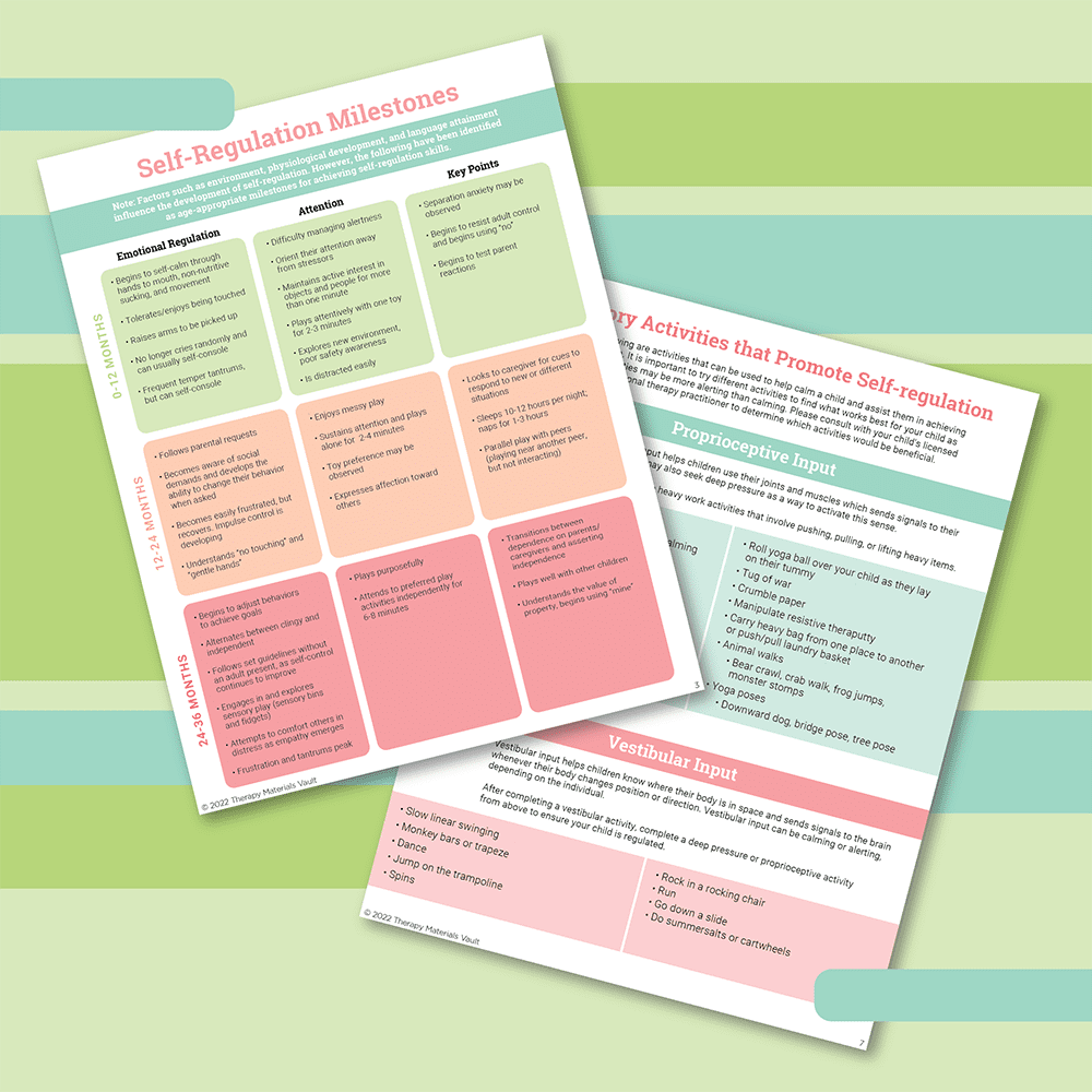 Self-Regulation Milestones Handout for Ages 0-6 (OT) | TMV